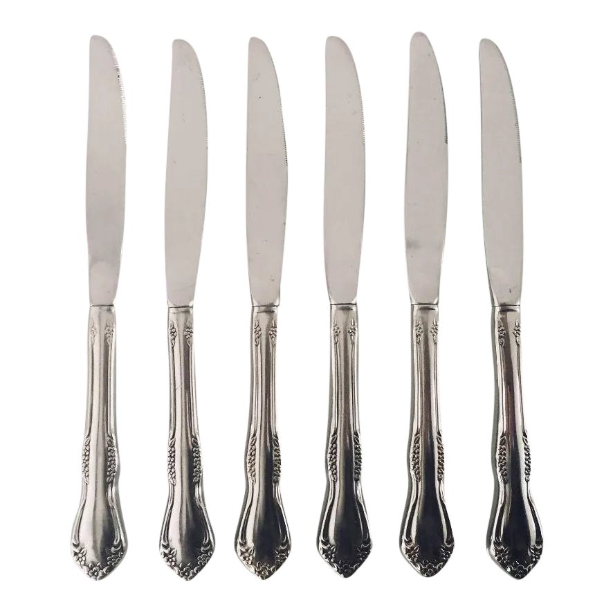 Floral Stainless Dinner Knives - Set of 6 | Chairish