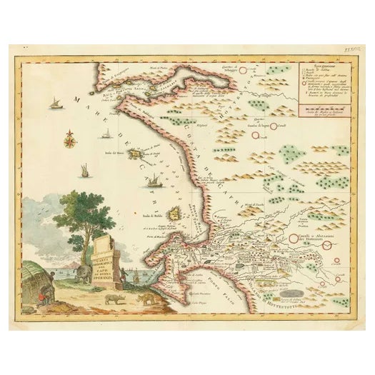 18th Century Italian Map of the Cape of Good Hope by Albrizzi, 1740 ...