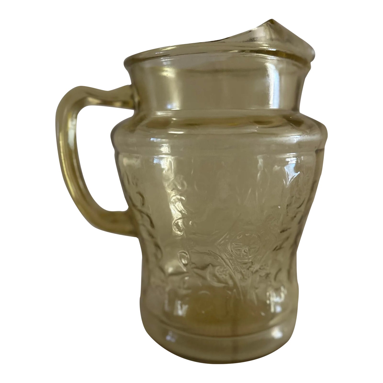 Vintage 1930s Federal Madrid Pitcher Amber Yellow Depression Glass ...