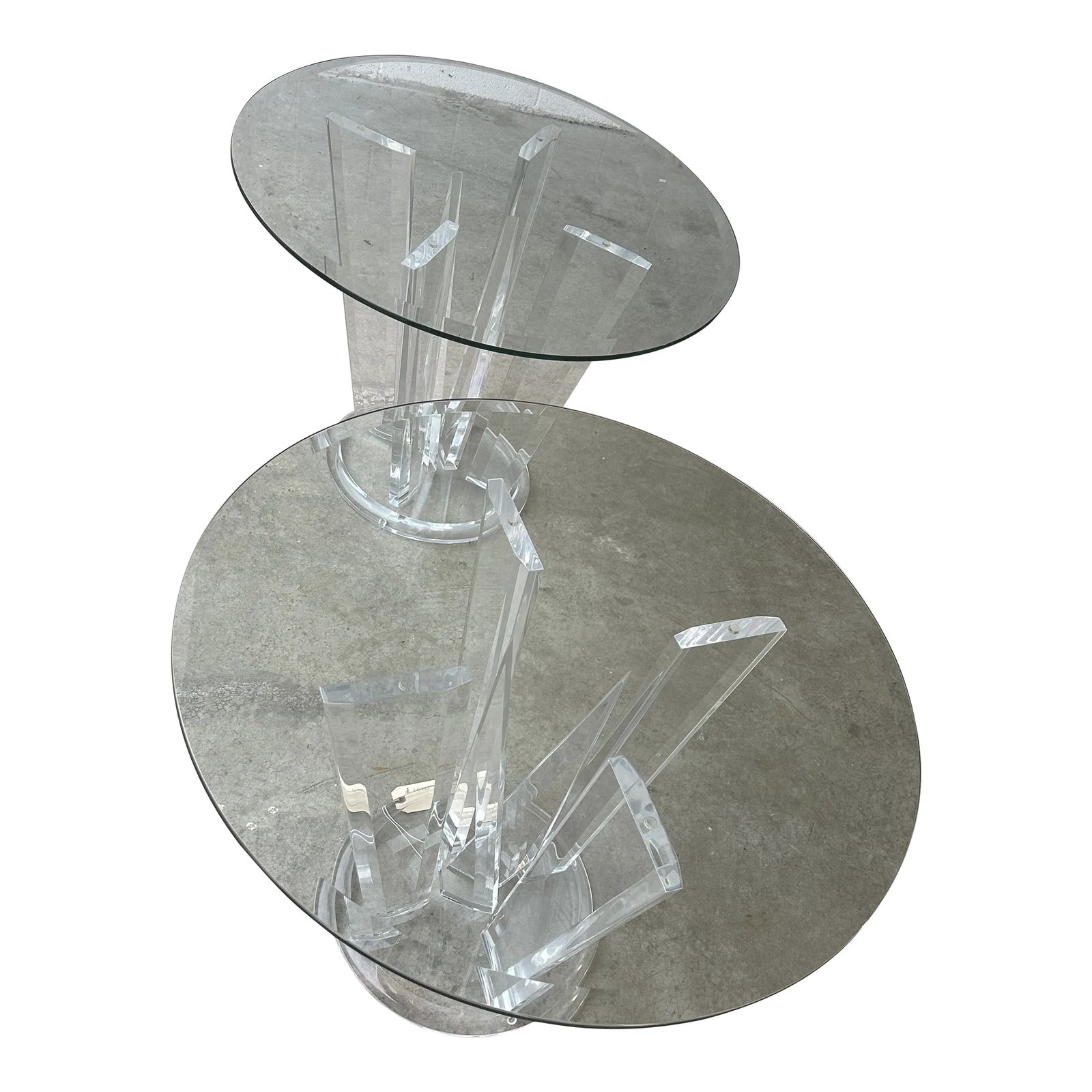 1990s Muniz Odyssey Acrylic & Bevelled Glass Top Tables Pair | Chairish