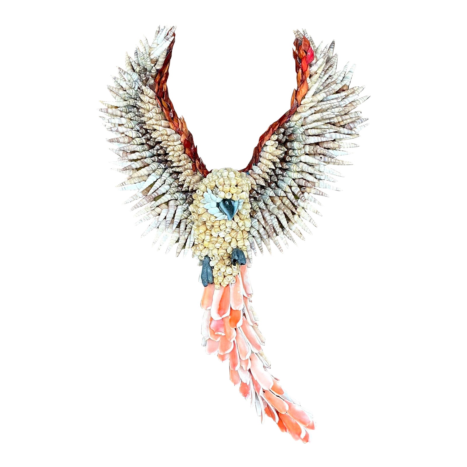 Vintage Boho Wall Mount Shell Encrusted Parrot | Chairish