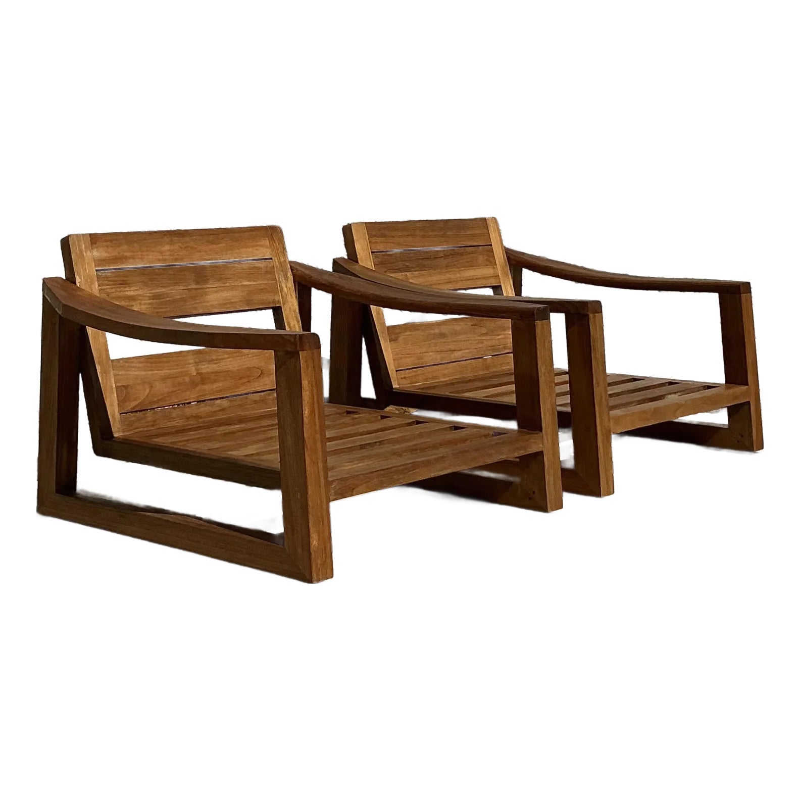 Vintage Boho Restoration Hardware Teak Lounge Chairs - A Pair | Chairish