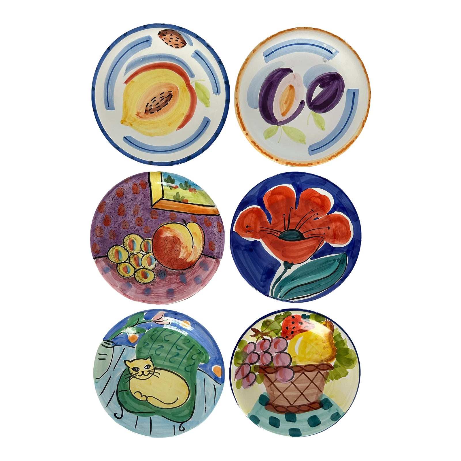 1990s Colorful Plates Made in Italy, Ceramiche Toscane for Te Cellar ...