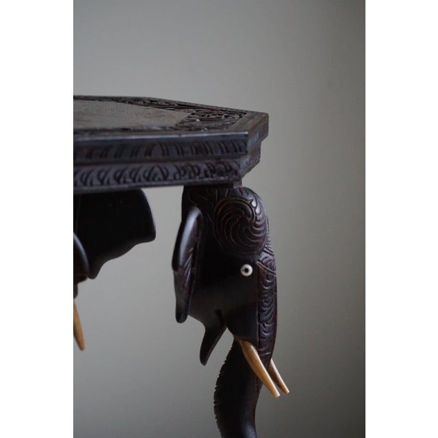 Hardwood Side Table with 4 Elephant Head Legs, Anglo Indian, 1920s ...