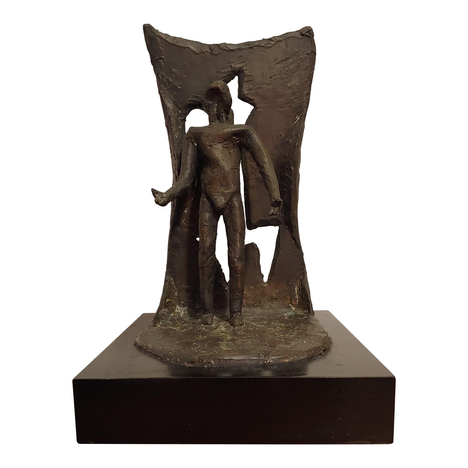 1950s Abstract Figural Cast Bronze Male Sculpture Signed 1955 | Chairish