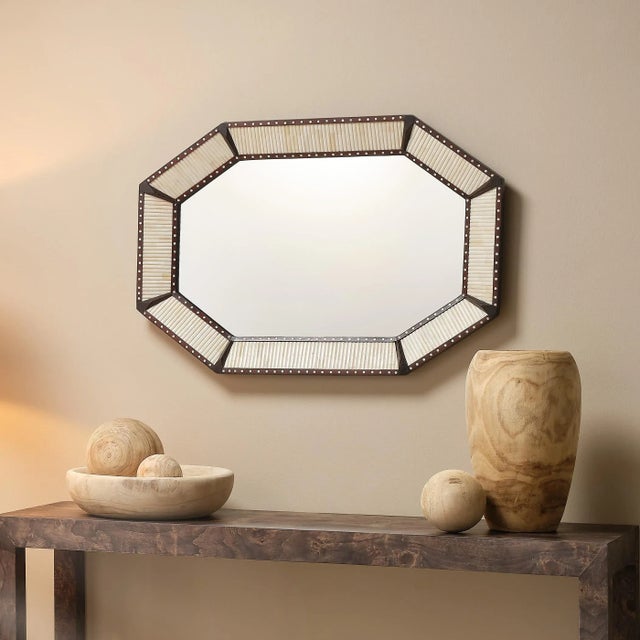 Colony Wood and Bone Inlay Mirror | Chairish