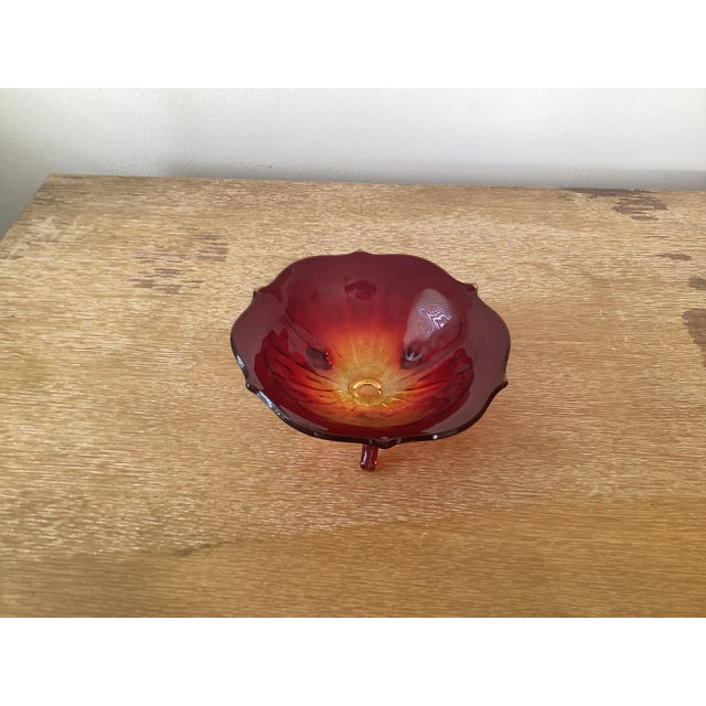 Mid Century Modern Ruby Red Fenton Footed Candy Dish | Chairish