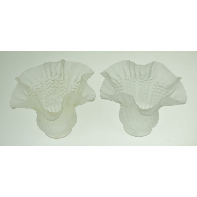 Vintage Victorian Style Ruffled Tulip Glass Lamp Shades - a Pair | Chairish