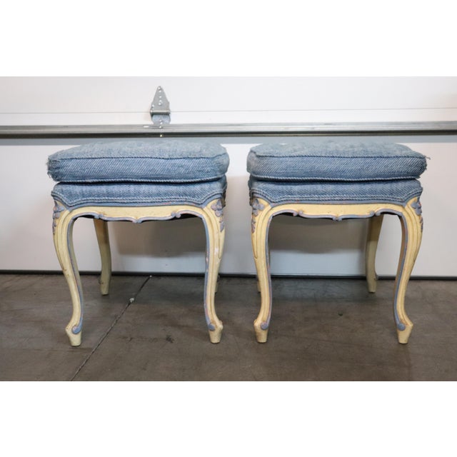 French Louis XV Painted Foot Stools Ottomans, Circa 1940 - A Pair ...