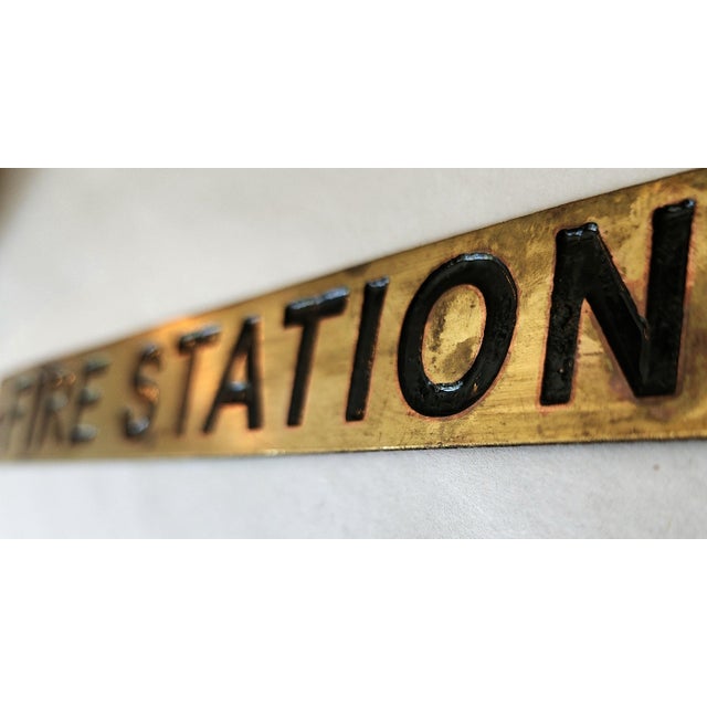 1950s Vintage Brass "Fire Station" Sign / Plaque | Chairish