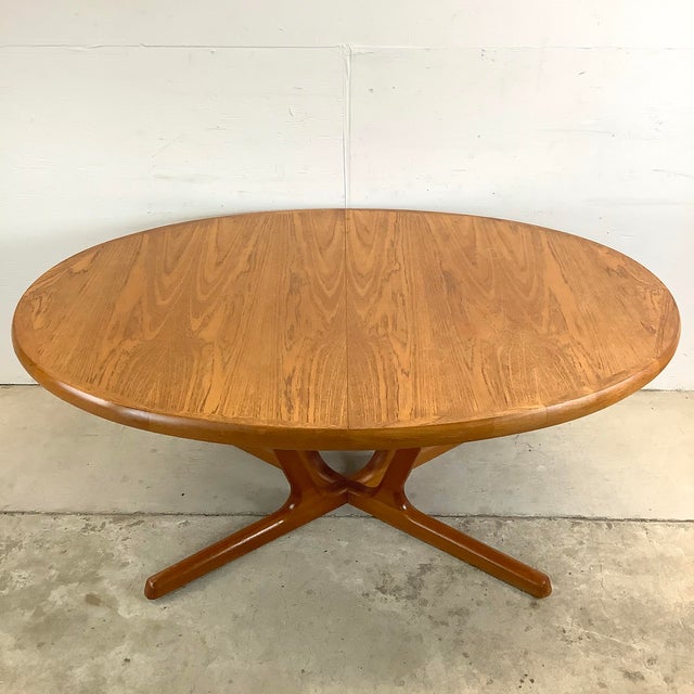 Scandinavian Modern Teak Oval Dining Table With Leaves | Chairish
