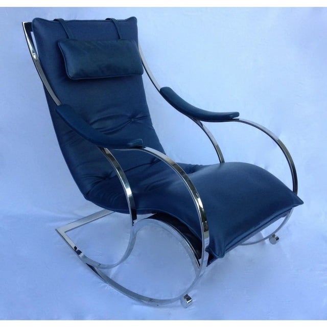 1960s Vintage Milo Baughman Chrome Rocking Chair with Magnetic ...