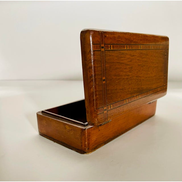 Vintage Dual Chambered Inlaid Wooden Box | Chairish