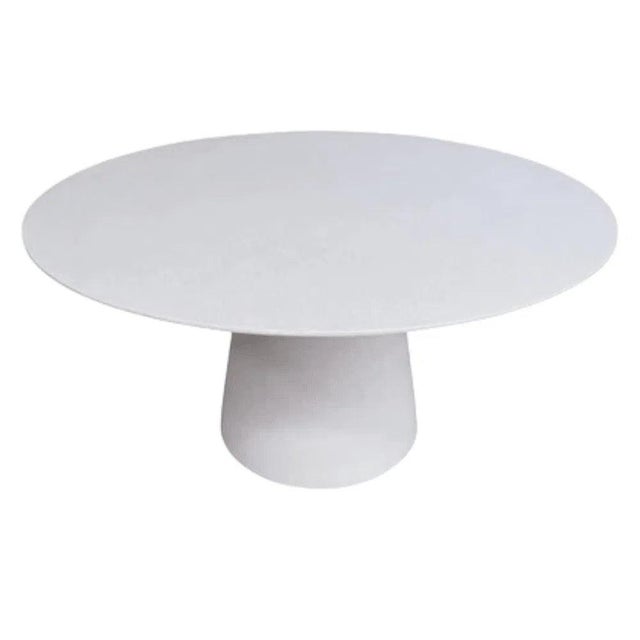 Indoor/Outdoor White Resin Concrete Round Dining Table | Chairish