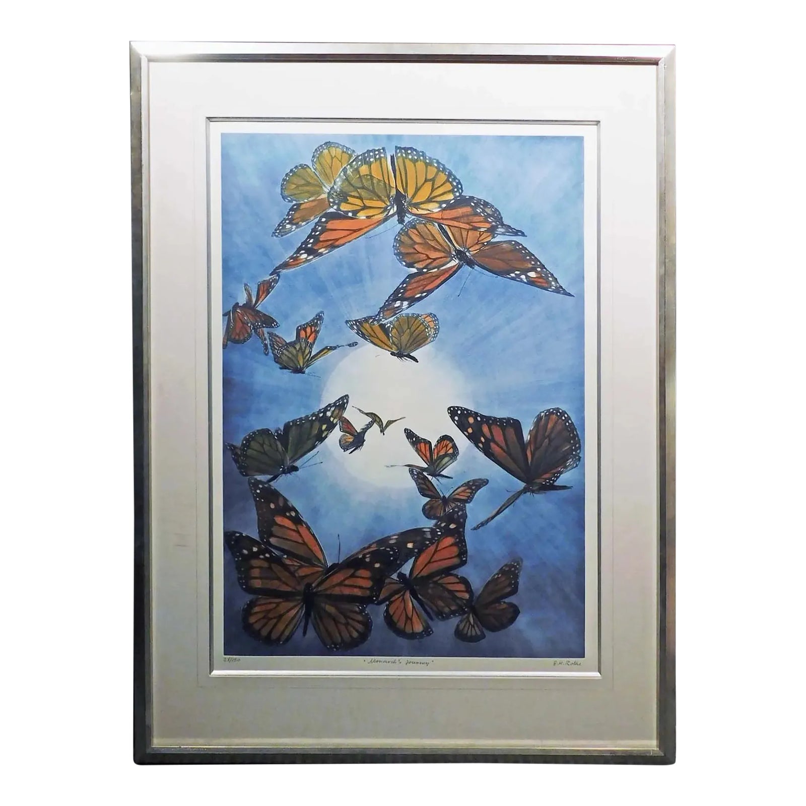G H Rothe Monarch's Journey Colored Hand Signed Art Butterfly | Chairish