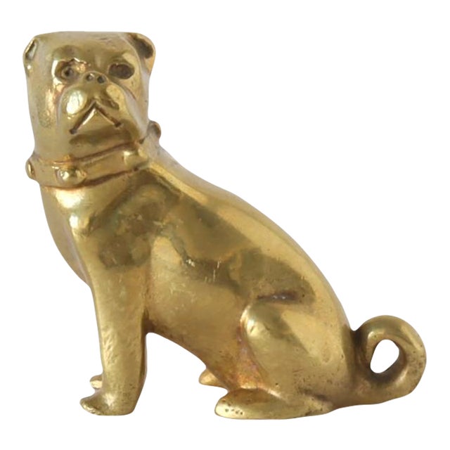 Antique English Brass Pug Dog Paperweight / Figure | Chairish
