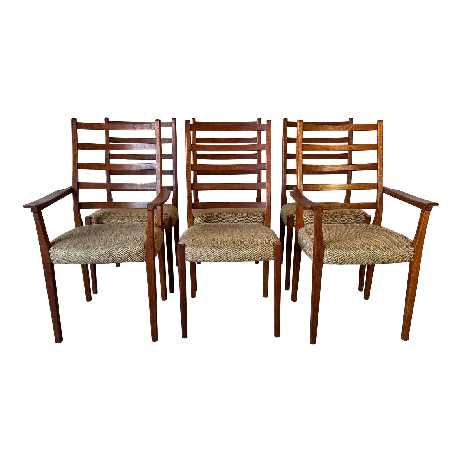 Mid-Century Danish Modern Ladder Back Teak Dining Chairs - Set of Six ...