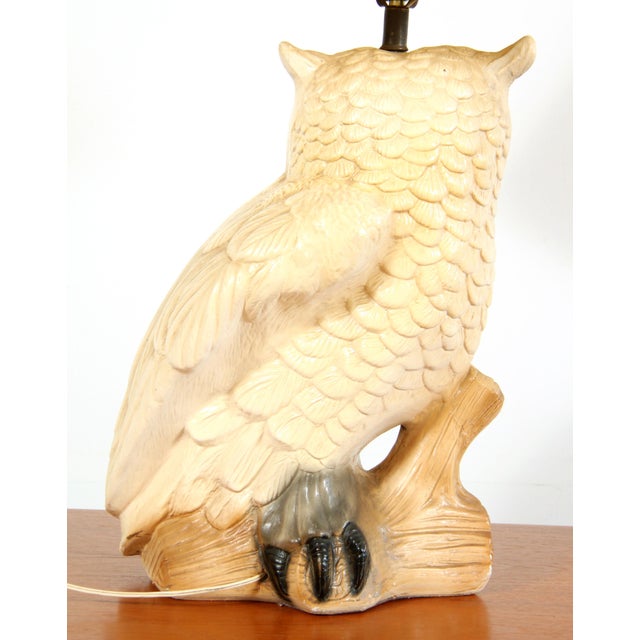 Large Vintage Ceramic Owl Table Lamp | Chairish