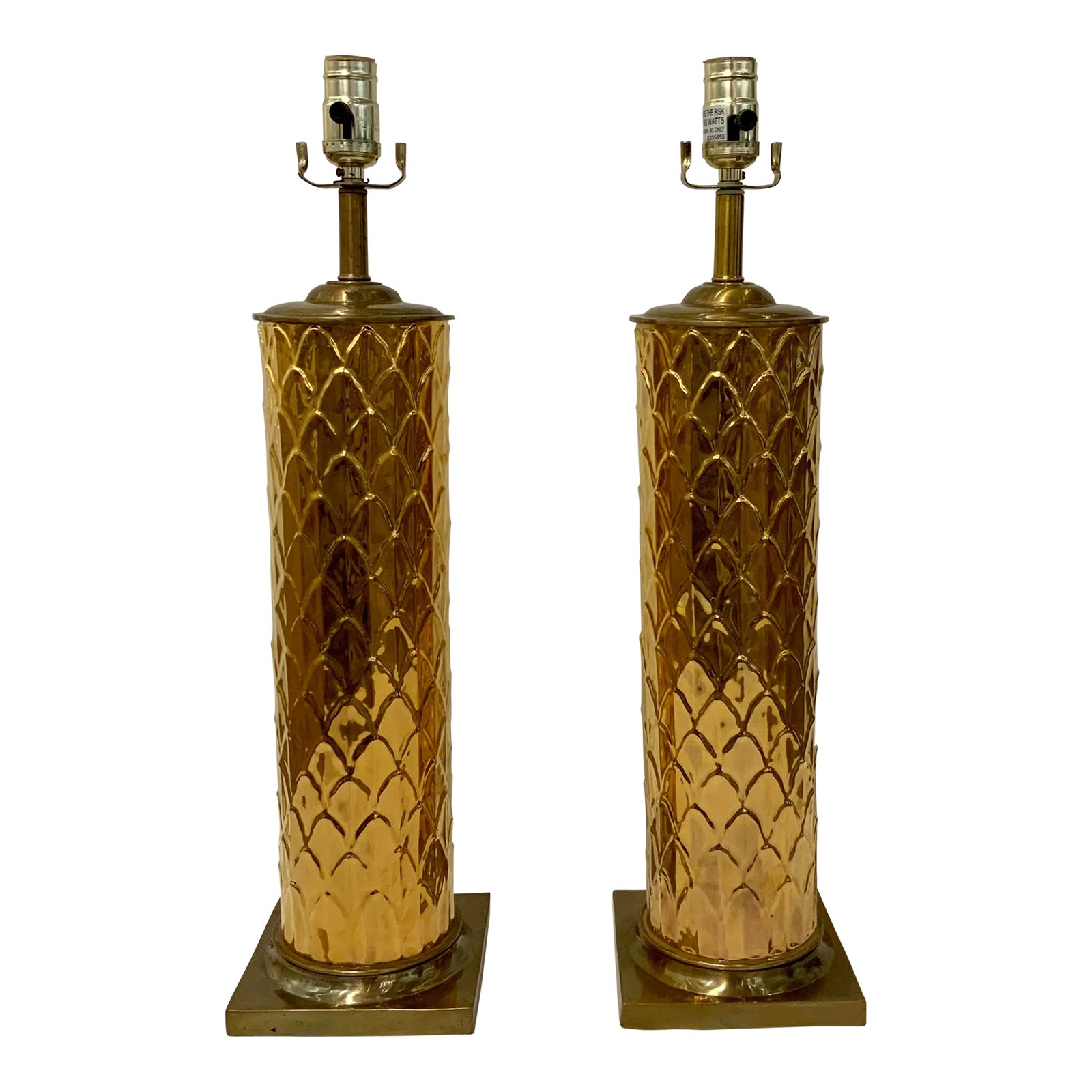 Currey & Co. Modern Gold Botanical Table Lamps Pair | Chairish