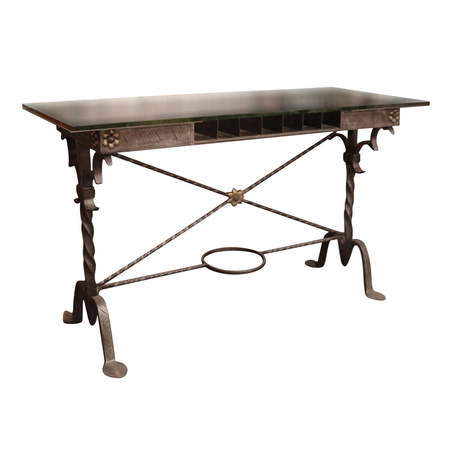 1920s Wrought Bronze Bank Table by Samuel Yellin | Chairish