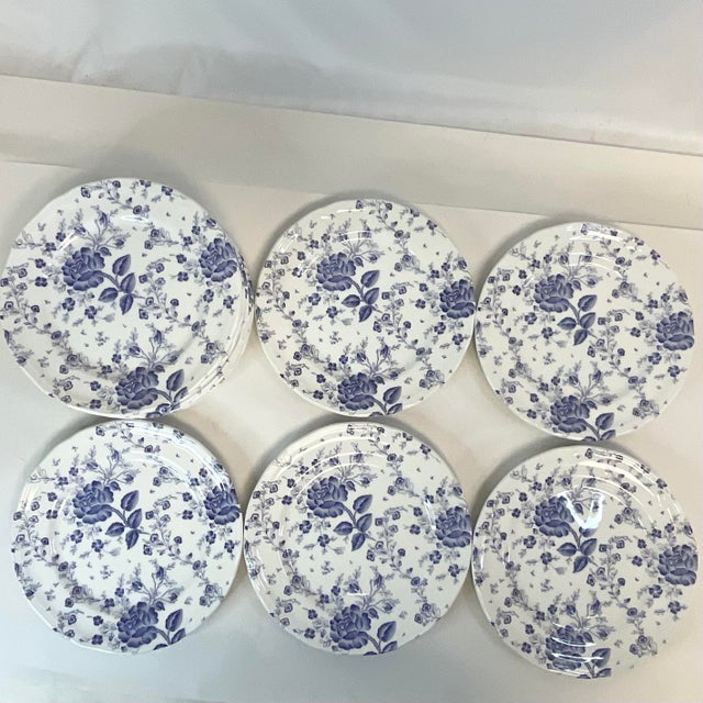 Vintage Italian Country Quadrifoglio Ceramica Blue Rose Dinner Plates ...