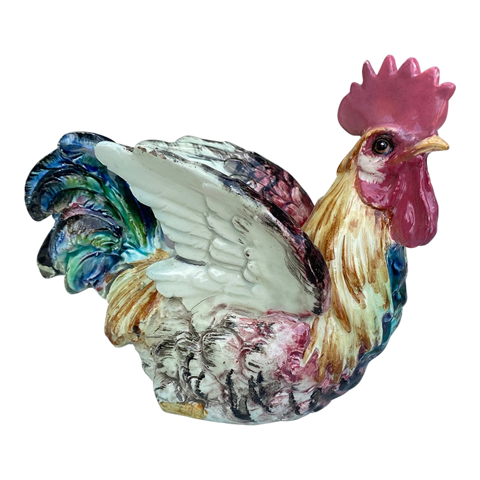 Rare Majolica Rooster Jardinière Delphin Massier, Circa 1890 | Chairish