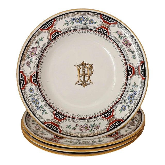 19th Century Chinoiserie Minton China Soup Plates in Chinese Key ...