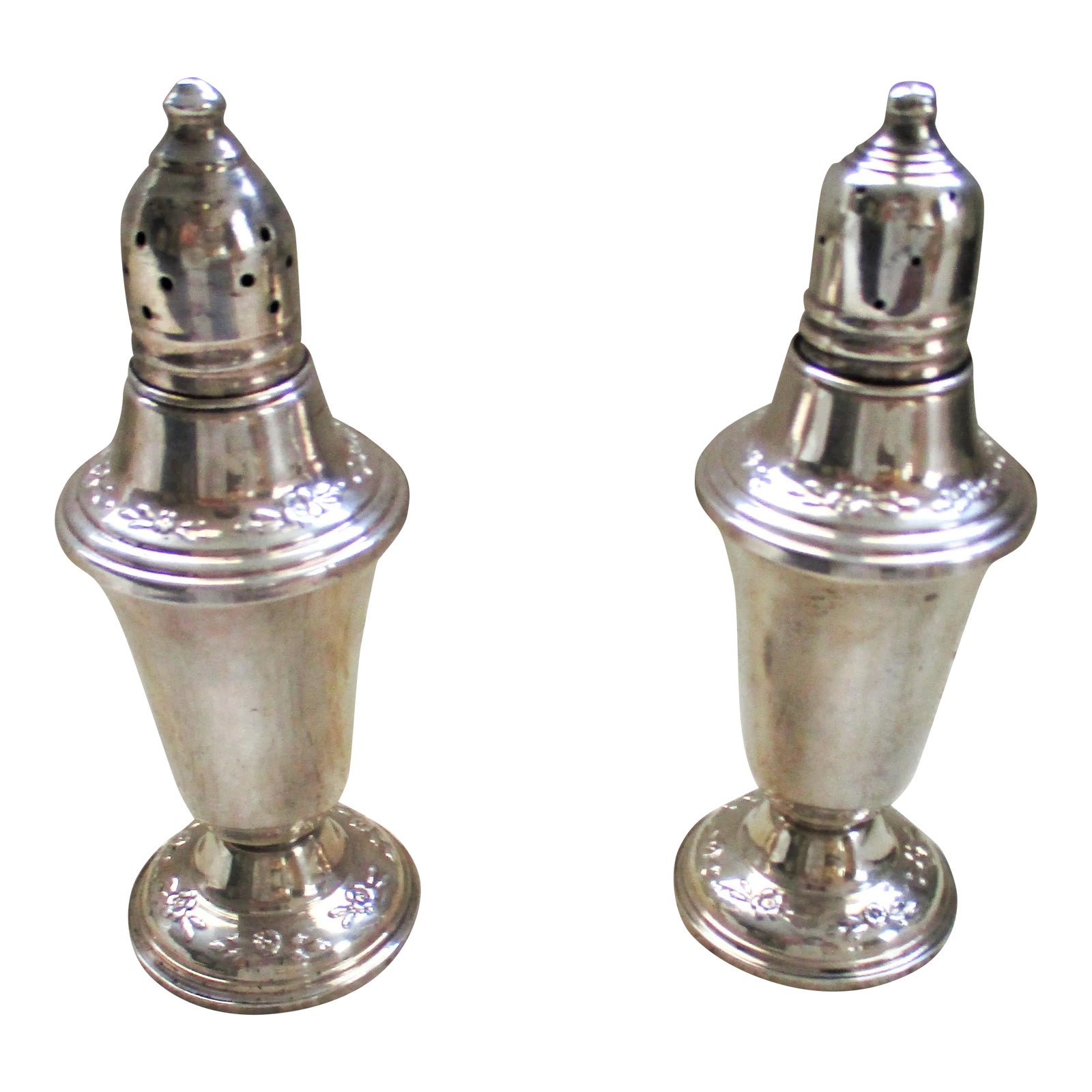1920s Garden Silversmiths Ltd Weighted Ornate Sterling Silver Salt and ...