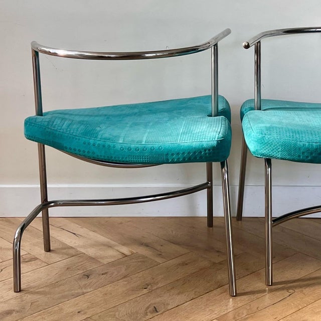 Pair of Modernist Italian Geometric Armchairs, 1970 | Chairish