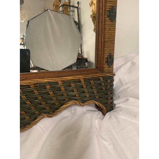 Pair of 1990s Wicker/Rattan Framed Wall Mirrors | Chairish