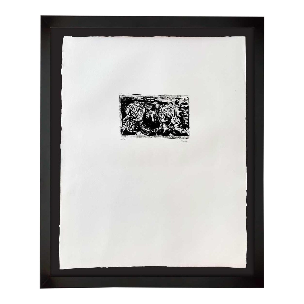 Henry Moore Hand Signed Lithograph Original, "Two Heads" | Chairish