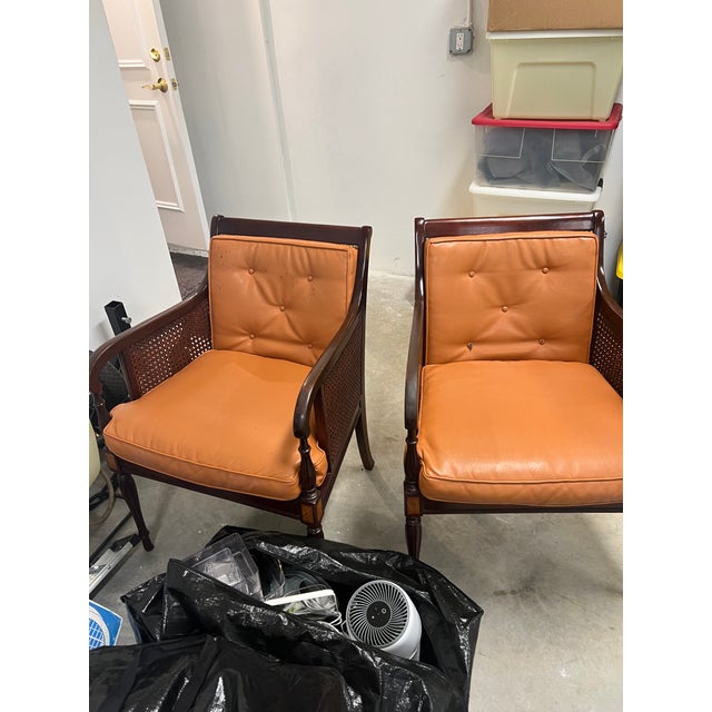 1950s Pair of Caned Lounge Chairs | Chairish