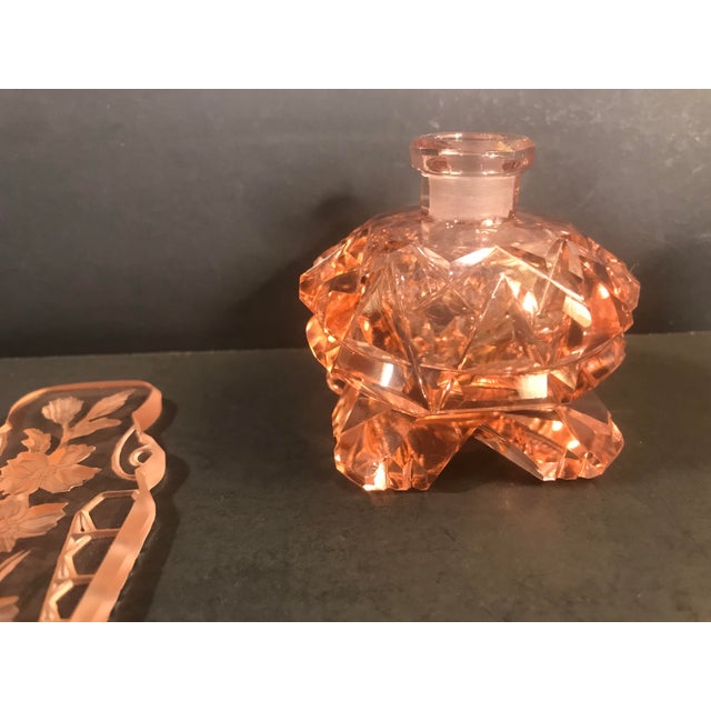 Art Deco Perfume Bottle, Pink Color Cut Glass. Czechoslovakia, Circa ...