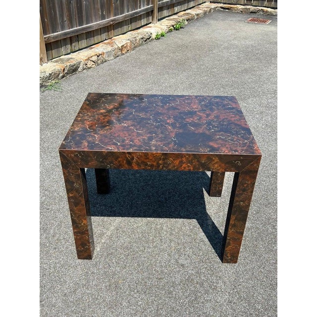Post Modern Laminated Tortoiseshell Table | Chairish
