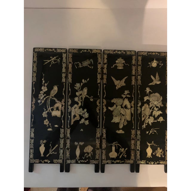 Mid-Century Modern Lacquer & Jade Table Top Screen | Chairish