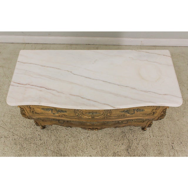 Weiman Vintage Gold Leaf Marble Top French Commode | Chairish