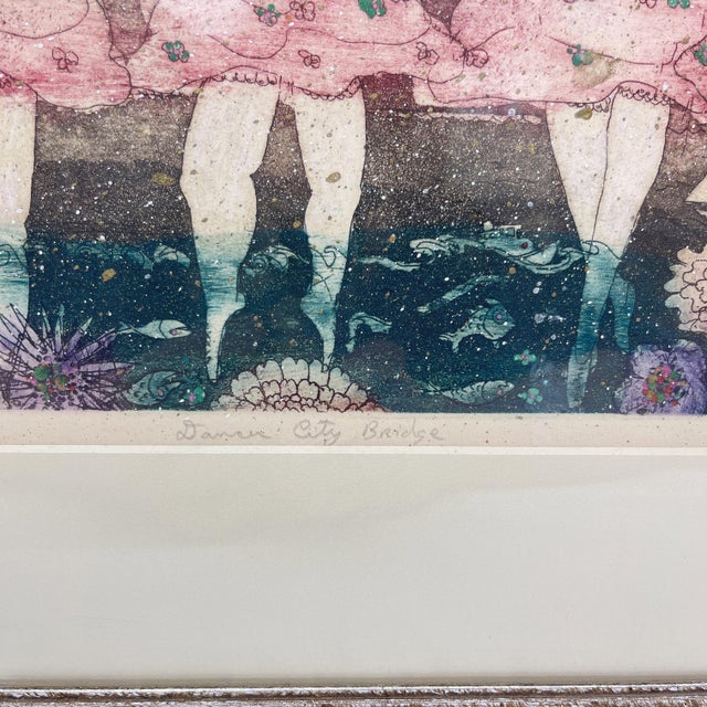 Gerard Lehner Hand Colored Etching "Dance City Bridge" 1981 | Chairish