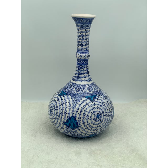 1960s Blue Handmade Turkish Decor Vase | Chairish