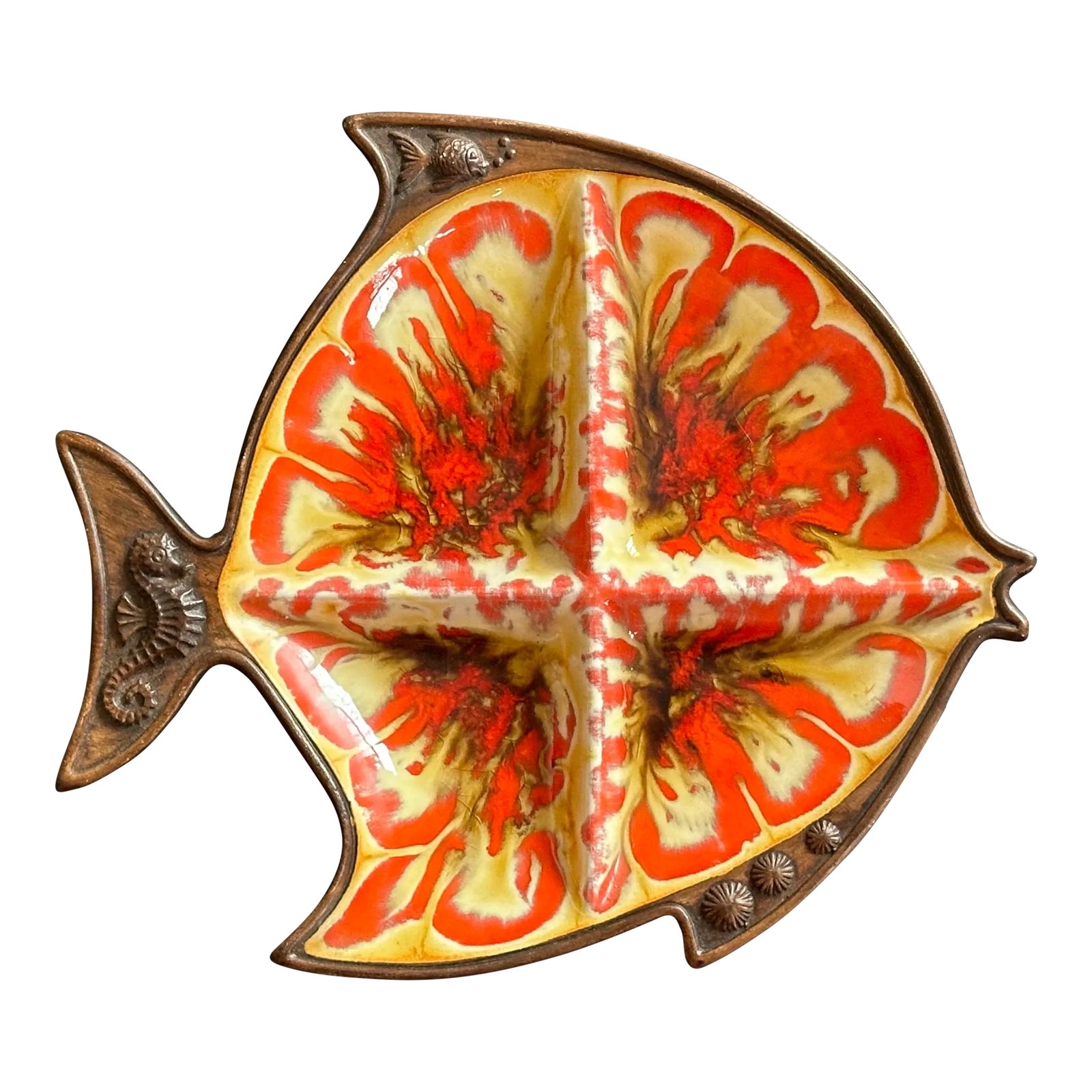 Mid Century California Pottery Decorative Fish Serving Dish | Chairish