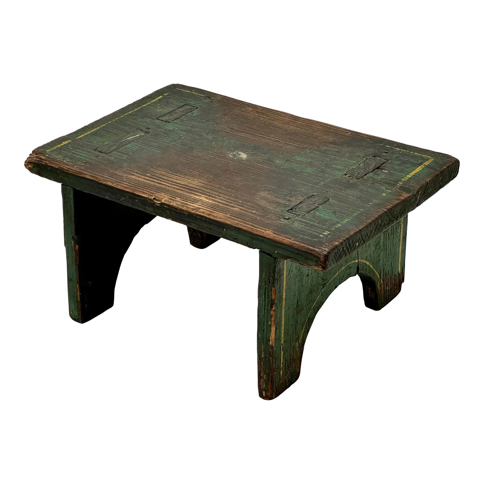 Antique American Primitive Hand Made Chestnut Wood Fireside Footstool ...
