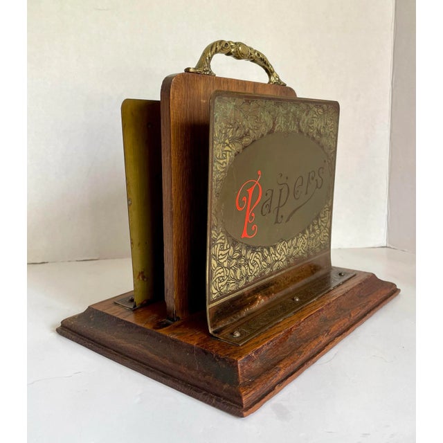 Traditional Victorian Wood and Embossed Brass Letter Magazine Rack ...