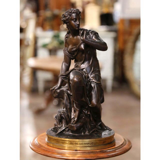 19th Century French Bronze & Gilt Figure "Le Fil De La Vierge" Signed E ...