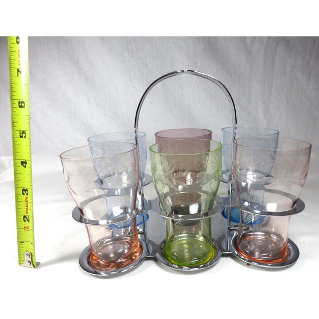 1930s Art Deco Farberware Drinking Glasses And Carrier Set 7 Piece Set Chairish