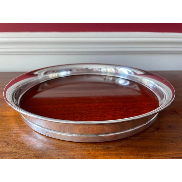 Mid Century Silver Rim Bar Tray | Chairish