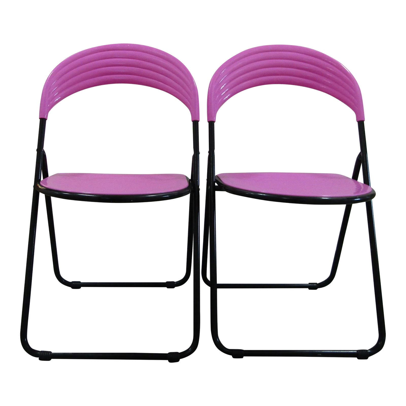 Matching Pair of Postmodern Italian Designer Studio Gp Pink Folding ...