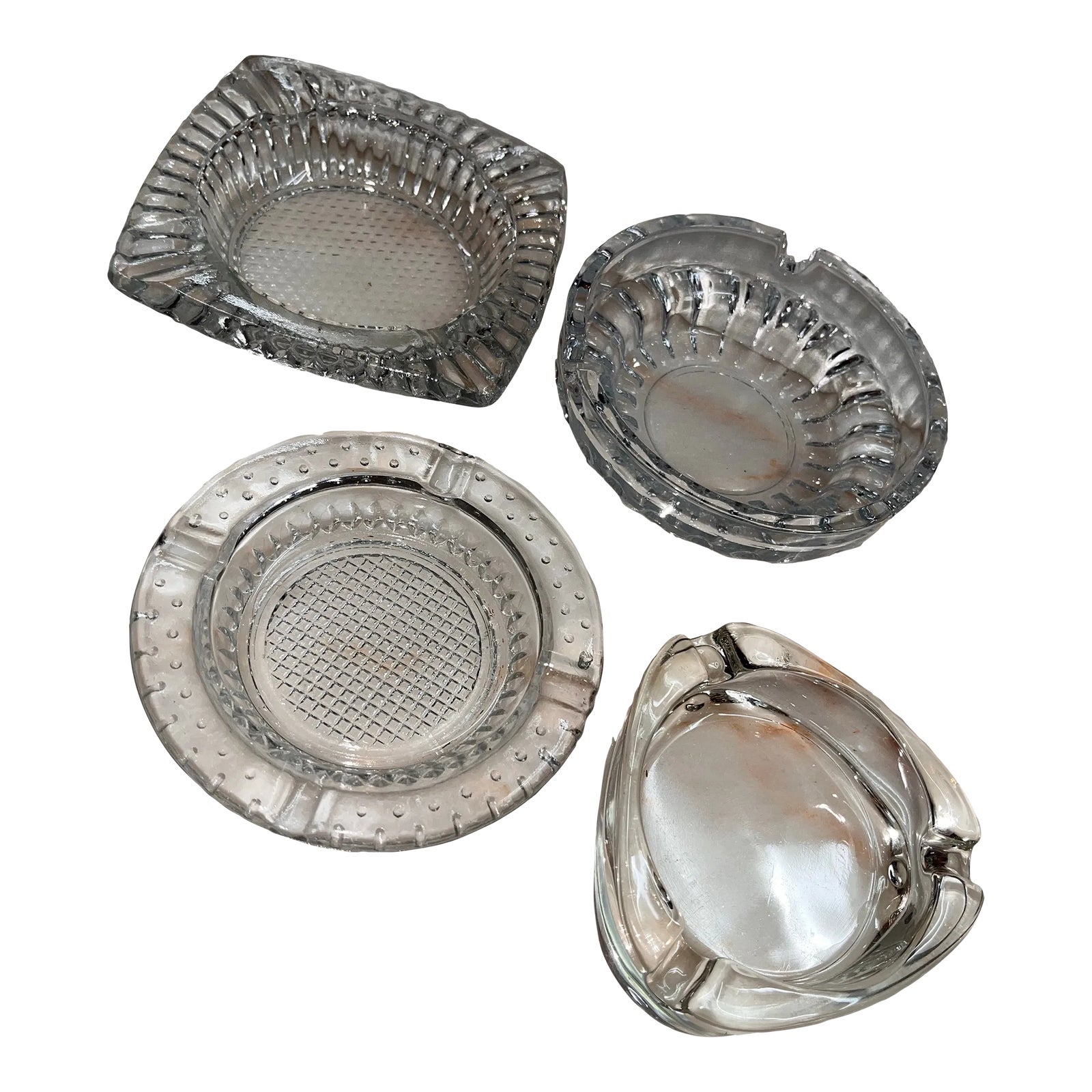 1980s Vintage Glass Ashtray Catchall Collection- Set of 4 | Chairish