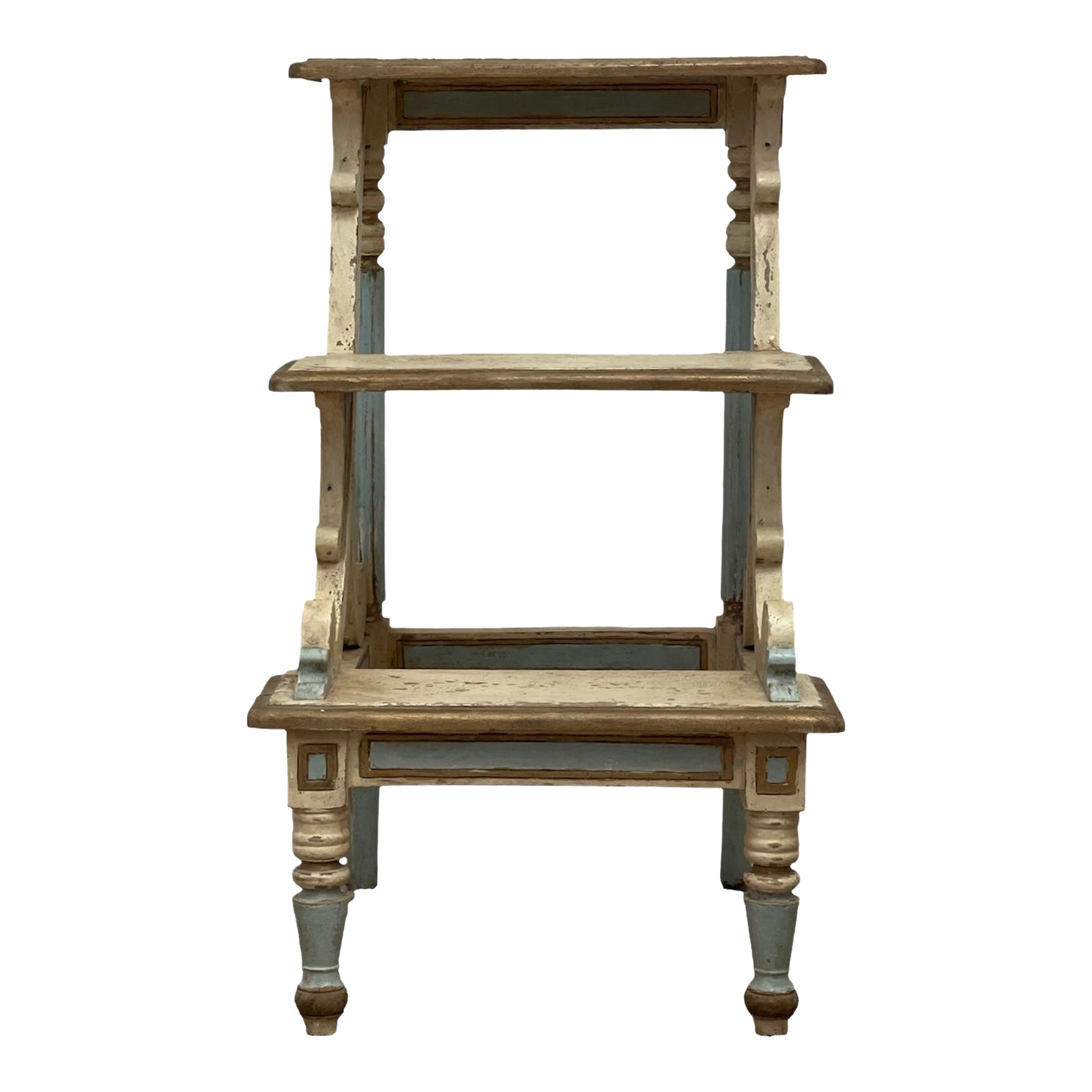Vintage Decorative Library Steps, Tiered Table | Chairish