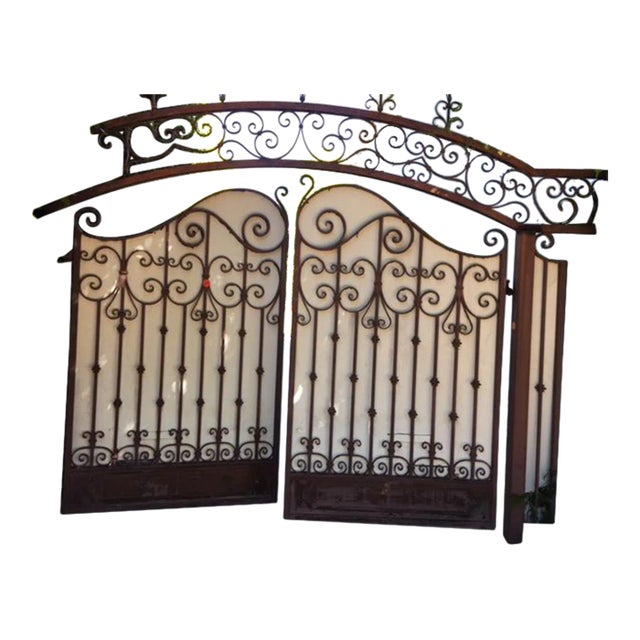 Pair of 1920s Spanish Hand Forged Wrought Iron Driveway Gates | Chairish