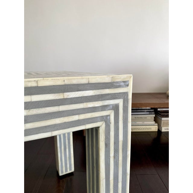 Bone and Resin Striped Mod Side Table Malena Stripped Side Table by ...