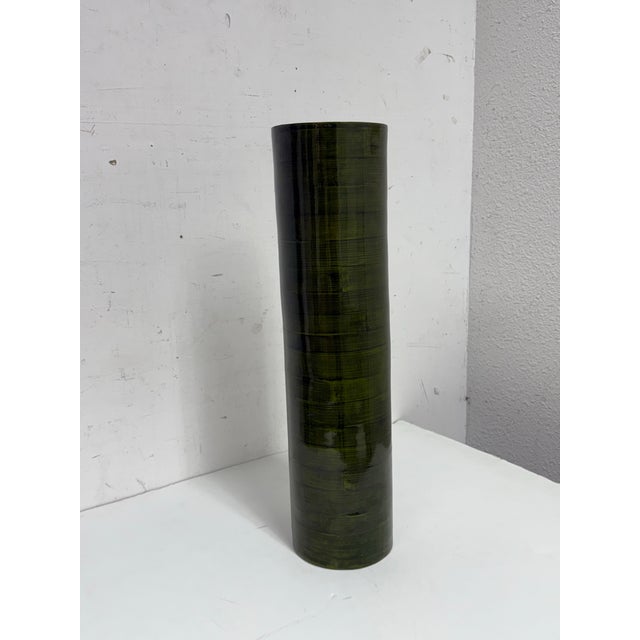Philippines Tall Green Finish Bamboo Floor Vase | Chairish